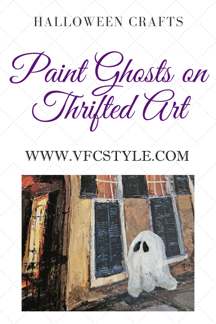 Simple Halloween craft: add painted ghosts to thrifted art! | VFCstyle ...